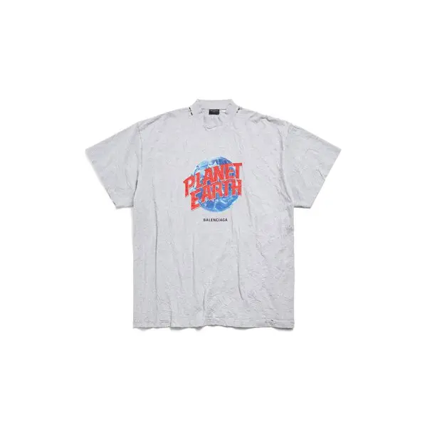Balenciaga Planet Earth T-Shirt Oversized - Grey & Silver